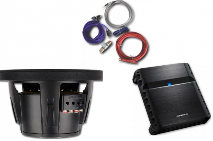 Pachet subwoofer Alpine PMX-T320, SWR-8D2, kit cabluri - Auto100.ro